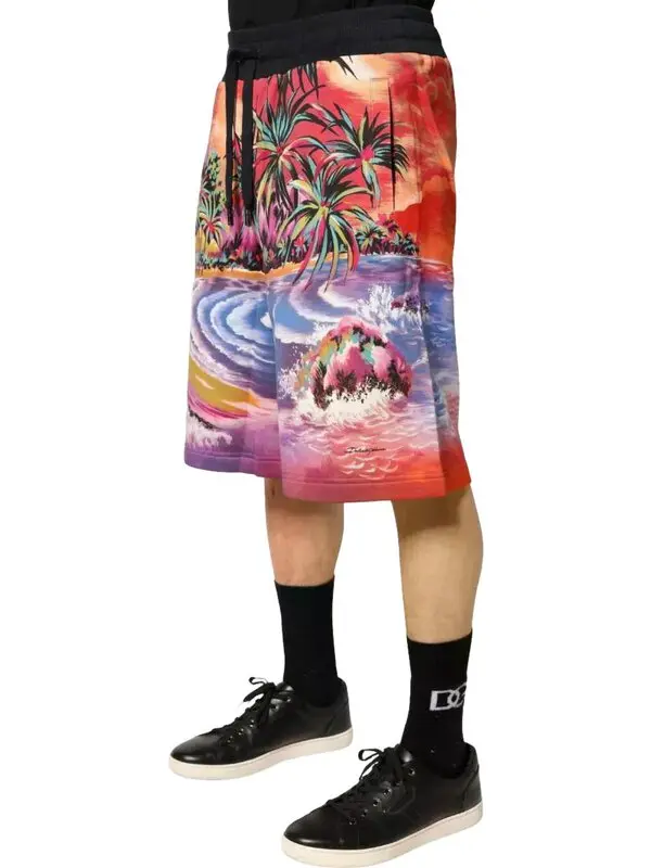 Dolce & Gabbana Graphic Print Bermuda Shorts - Red