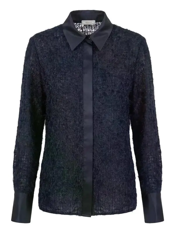 Peserico Brushed Finish Long Sleeve Shirt - Blue