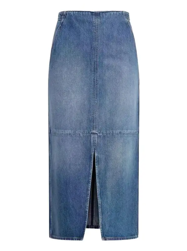 Tommy Hilfiger Midi Skirt With Faded Effect And Contrast Stitching - Blue