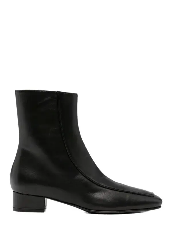 HERBERT LEVINE Leather Square-toe Ankle Boots - Black