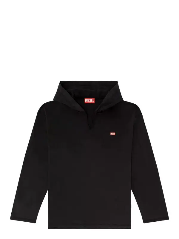 DIESEL® Long-sleeve T-shirt With Flannel Hood - Black