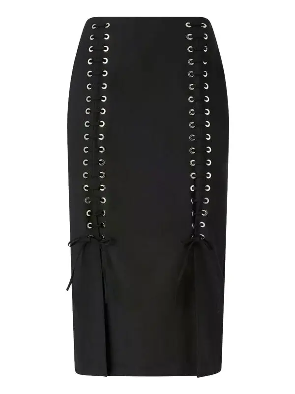 Pinko Lace-up Detail Front Slit Skirt - Black