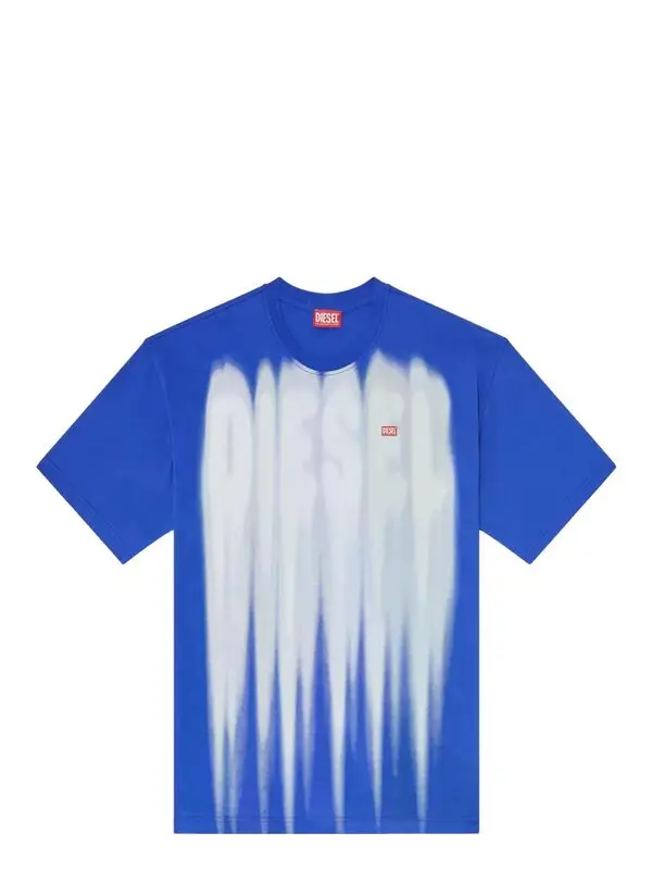 DIESEL® Cotton T-shirt With Bold Logo Print - Blue