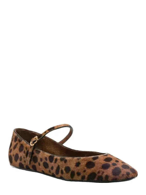 HERBERT LEVINE Leopard-print Buckle-strap Ballet Flats - Brown