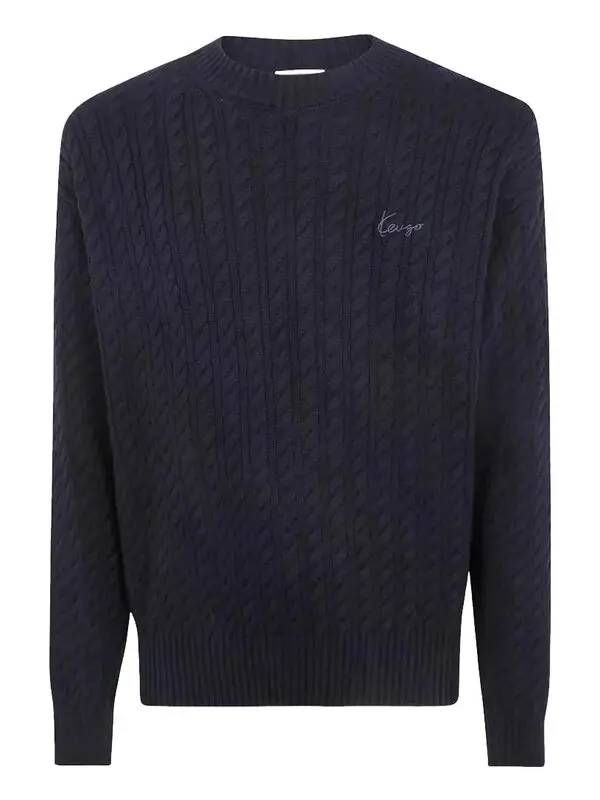 Kenzo Cable-knit Embroidered Logo Sweater - Black