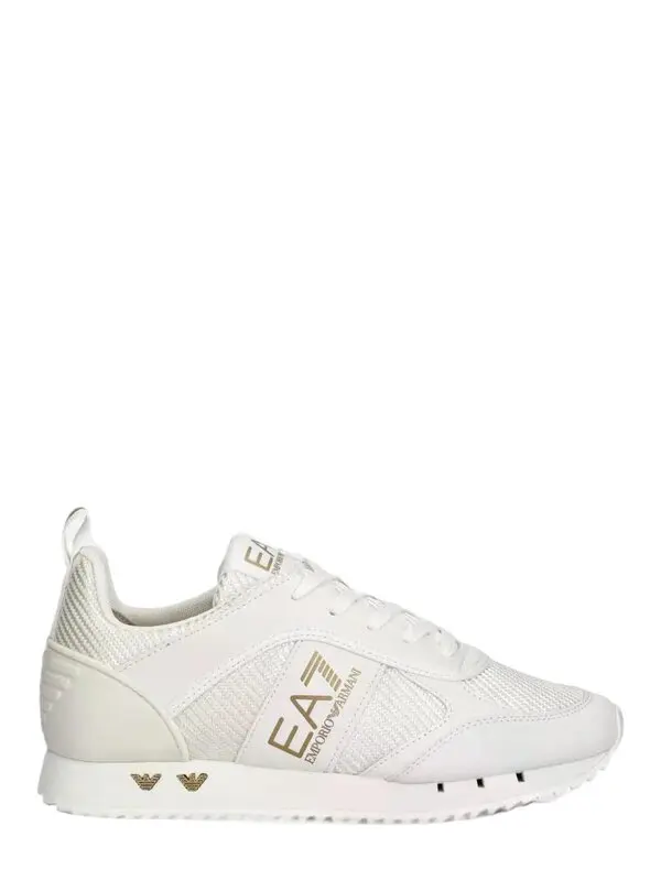 EA7 Paneled Logo Print Sneakers - Neutrals