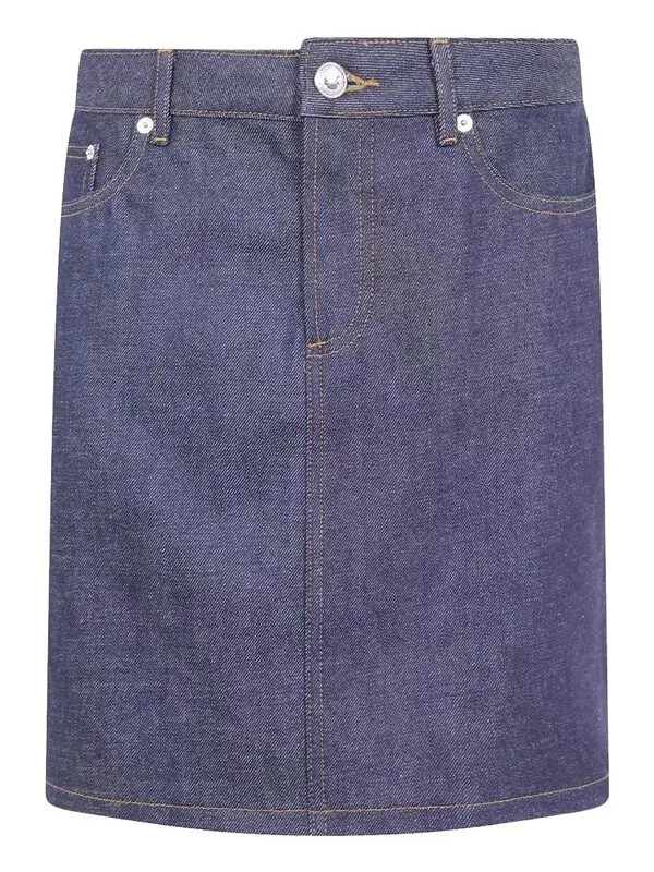 A.p.c. Contrast-stitched Mini Skirt - Blue