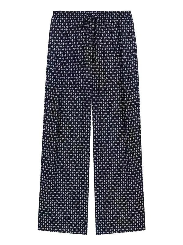Maje Wide-leg Trousers With Rhinestone Graphic Print - Blue