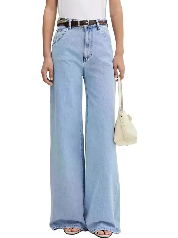 VICOLO Belted Wide-leg Jeans - Blue