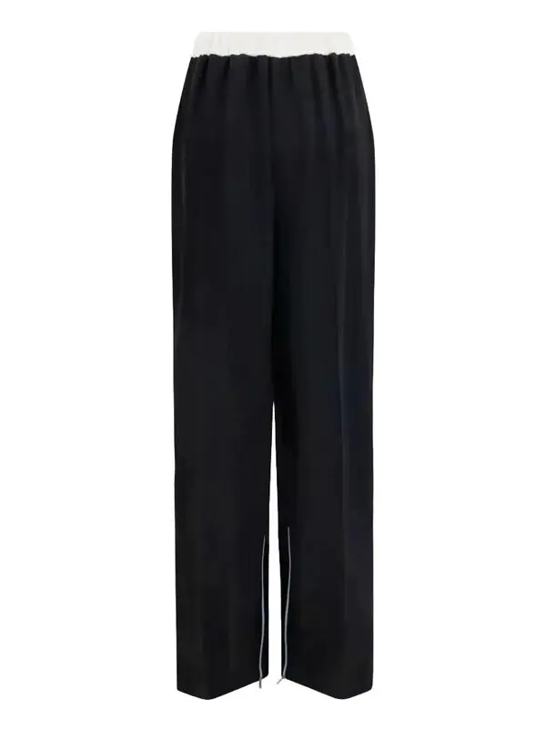 Kiton Drawstring Wide-leg Cropped Trousers - Black