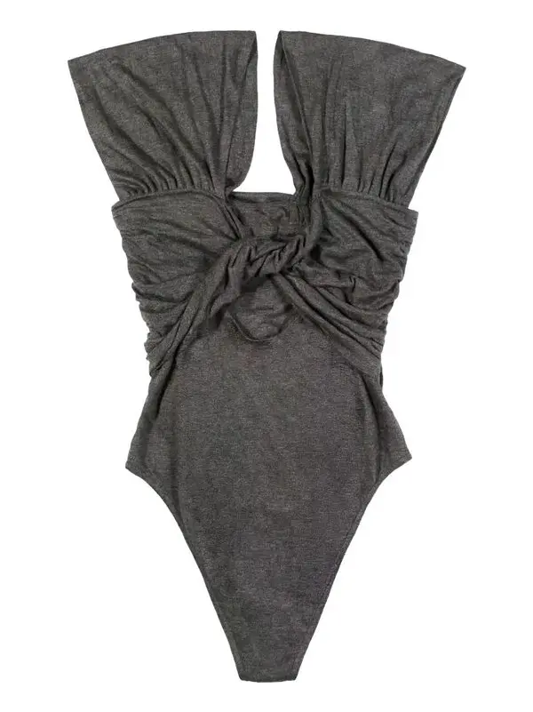 GANNI Draped Detail Sleeveless Bodysuit - Grey