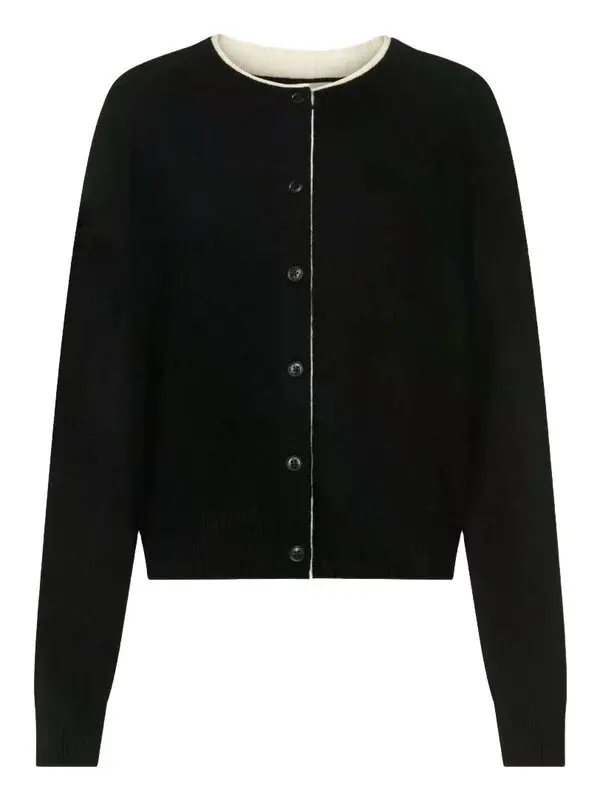 Loulou De Saison Nicola Bicolor Cashmere Cardigan - Black