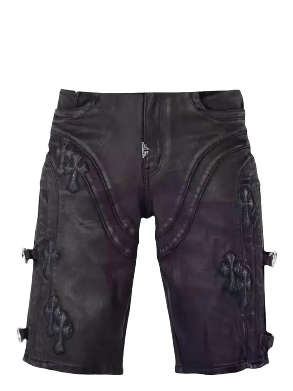GUAPI Appliqué Buckled Shorts - Black