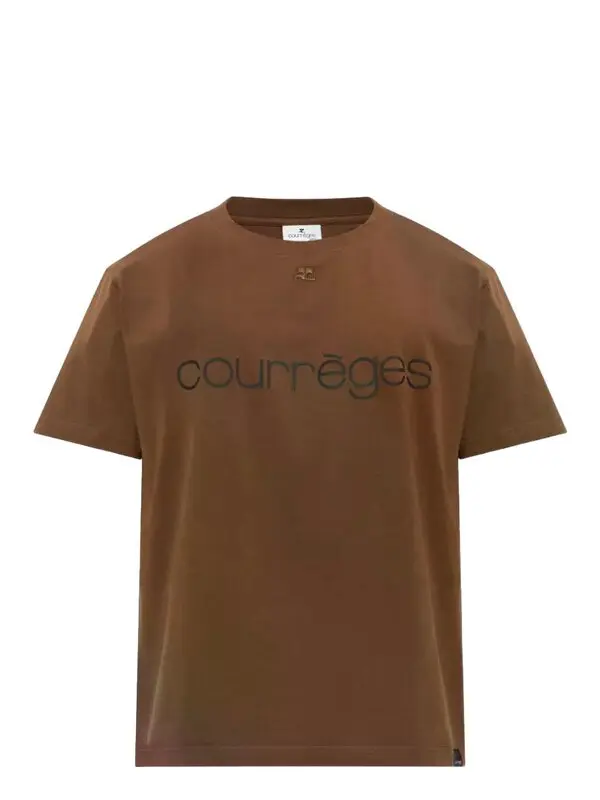 COURREGES Logo-print T-shirt - Brown