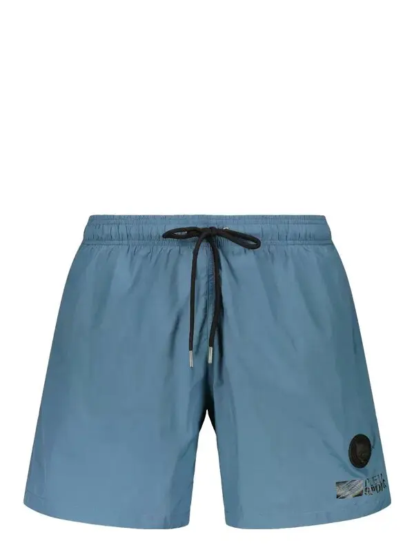 PLEIN SPORT Logo Patch Swim Shorts - Blue