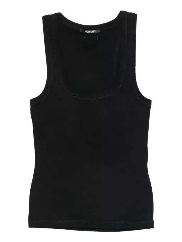 Jacquemus Le Gros Grain Ribbed Knit Tank Top - Black
