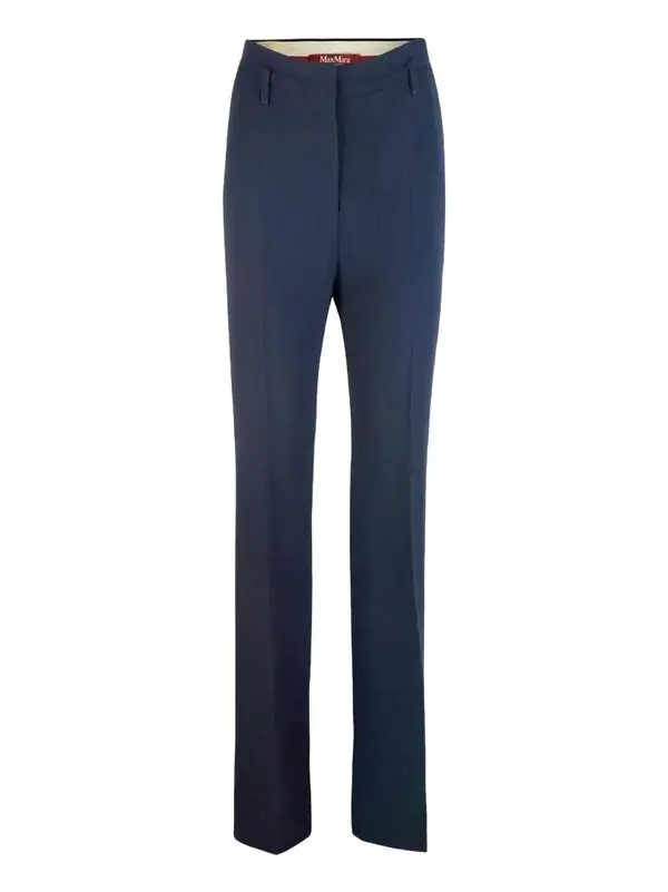 Max Mara Tailored Straight Leg Trousers With Button Detail - Blue