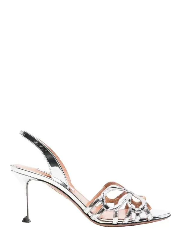 AQUAZZURA Tone Metallic Cut-out Slingback Sandals - Silver