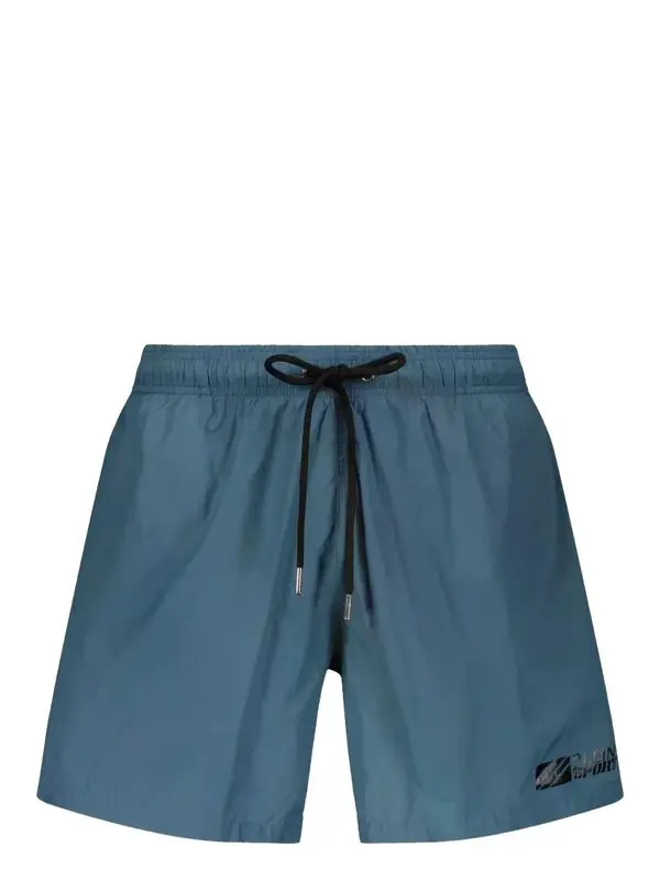 PLEIN SPORT Swim Shorts With Vertical Stripes And Drawstring Waist - Blue