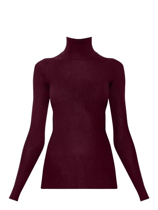JIL SANDER Ribbed Knit Wool Sweater - Red