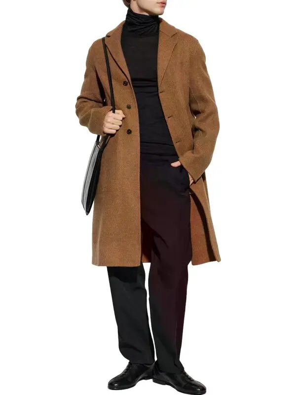 JIL SANDER Single-breasted Wool Coat - Brown