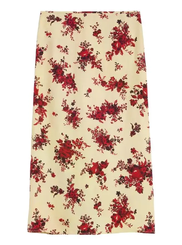 JIL SANDER Floral Print Midi Skirt - Neutrals