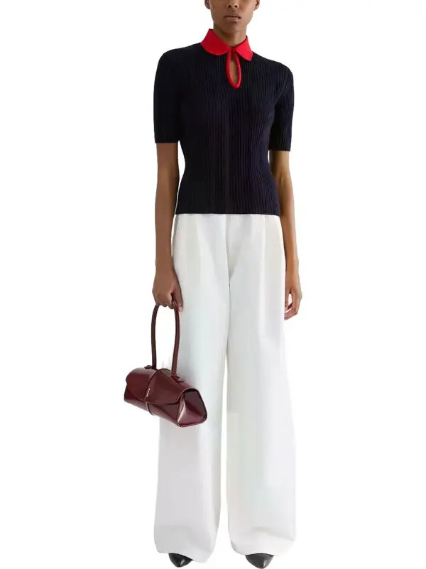 JIL SANDER Ribbed Wool Polo Knit - Blue