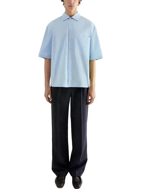 JIL SANDER Logo-embroidered Poplin Shirt - Blue