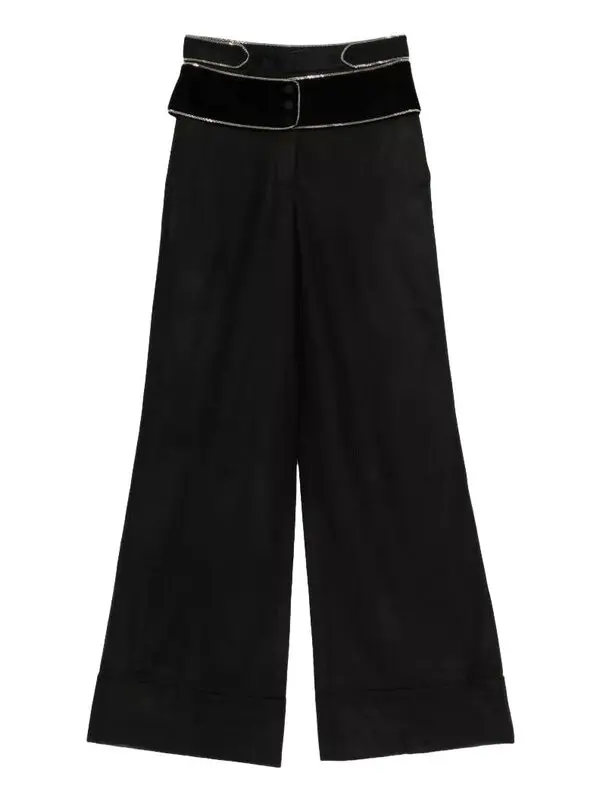 Roberto Cavalli Velvet Chain-trimmed Trousers - Black