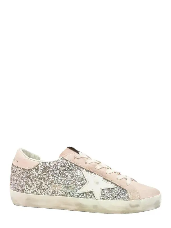 GOLDEN GOOSE Super Star Classic Sneakers With Glitter Embellishments - Neutrals