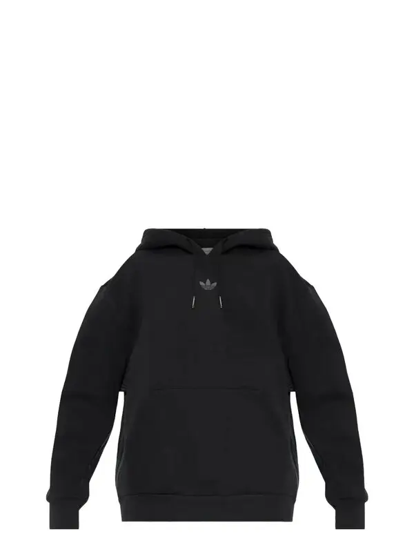 Adidas Logo Print Drawstring Hoodie - Black