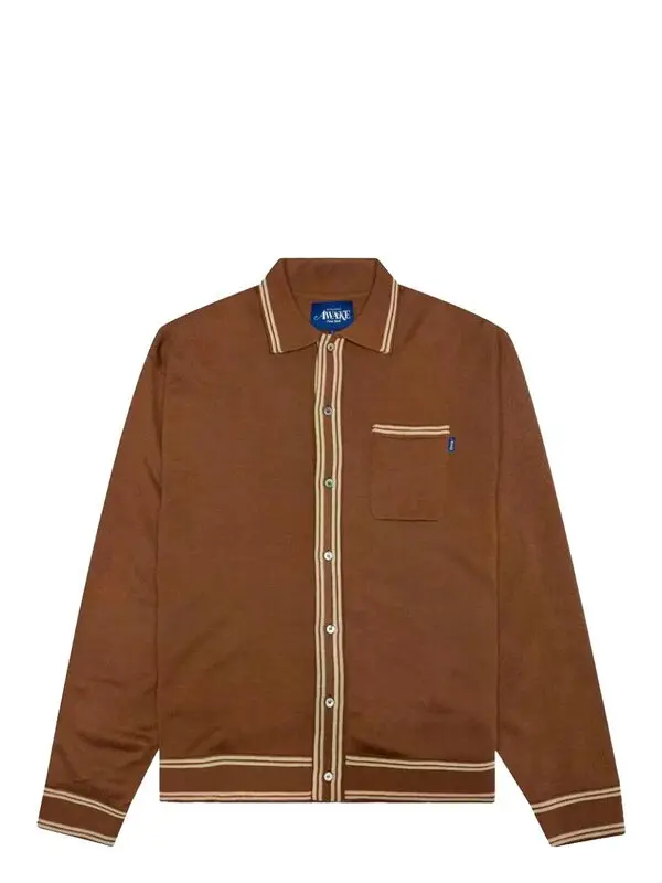 AWAKE NY Striped Trim Cardigan - Brown
