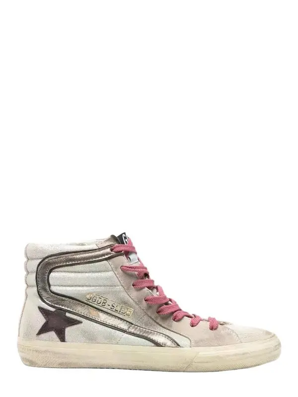 GOLDEN GOOSE High Top Sneakers With Star Patch - Neutrals