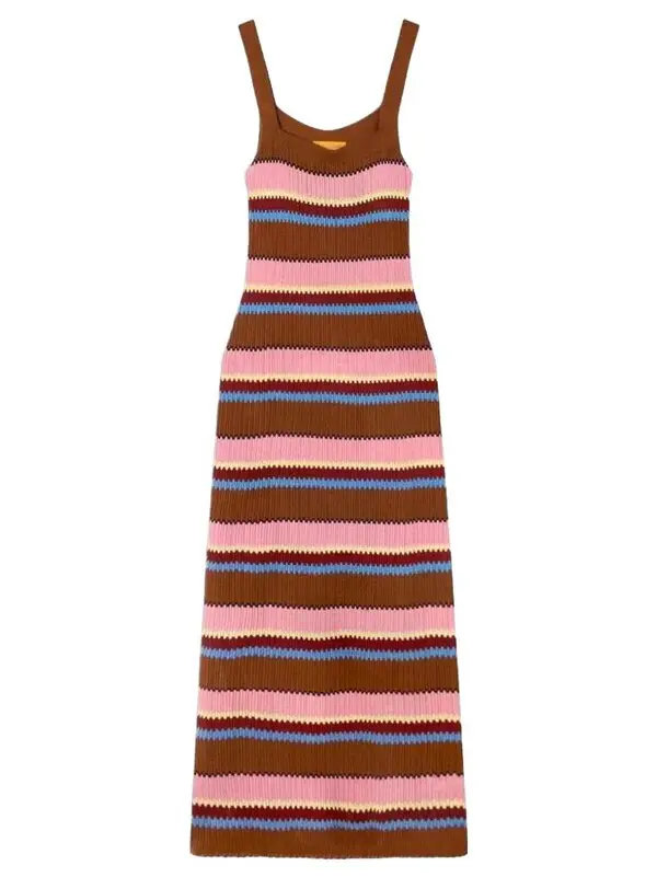 Guest In Residence Striped Ribbed-knit Maxi Dress - Brown