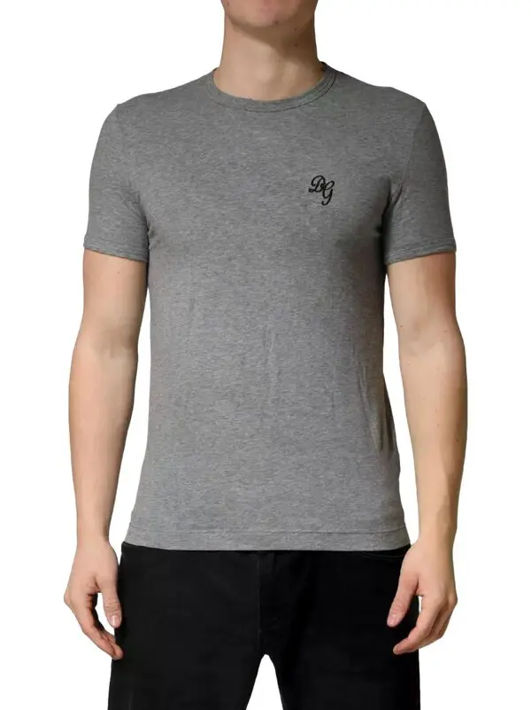 Dolce & Gabbana Logo-embroidered Crew-neck T-shirt - Grey