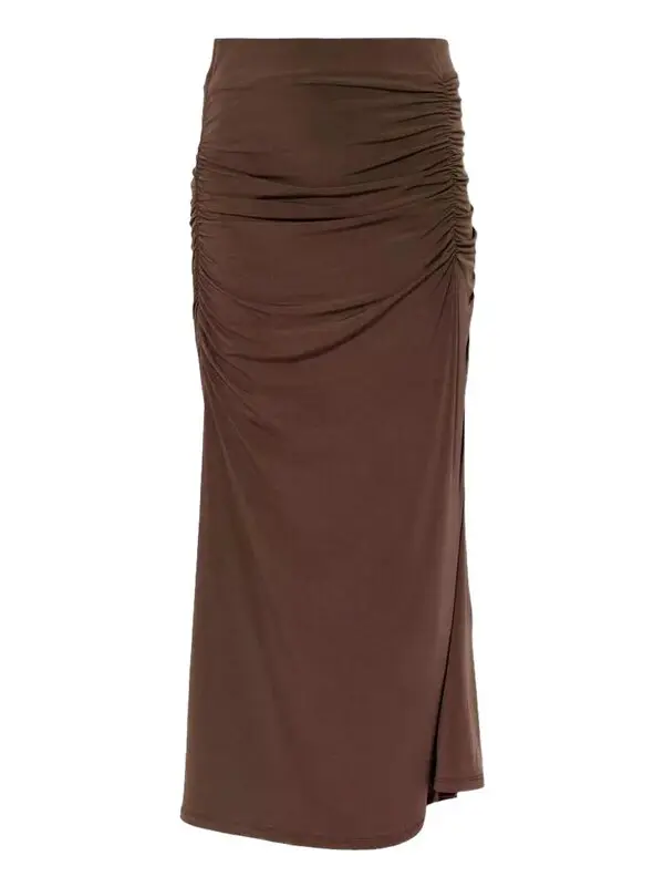 GESTUZ Ruched Maxi Skirt - Brown