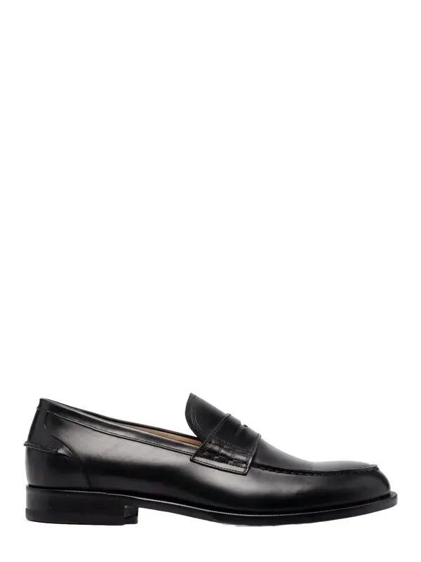 SCAROSSO Maurizio Leather Penny Loafers - Black