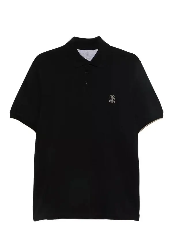 Brunello Cucinelli Logo-embroidered Short-sleeve Cotton Polo Shirt - Black