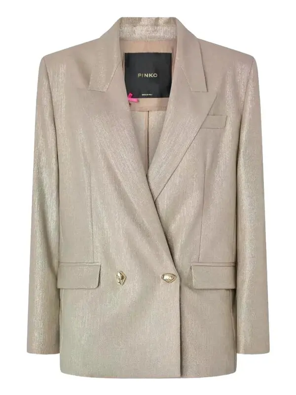Pinko Metallic Double-breasted Blazer - Neutrals