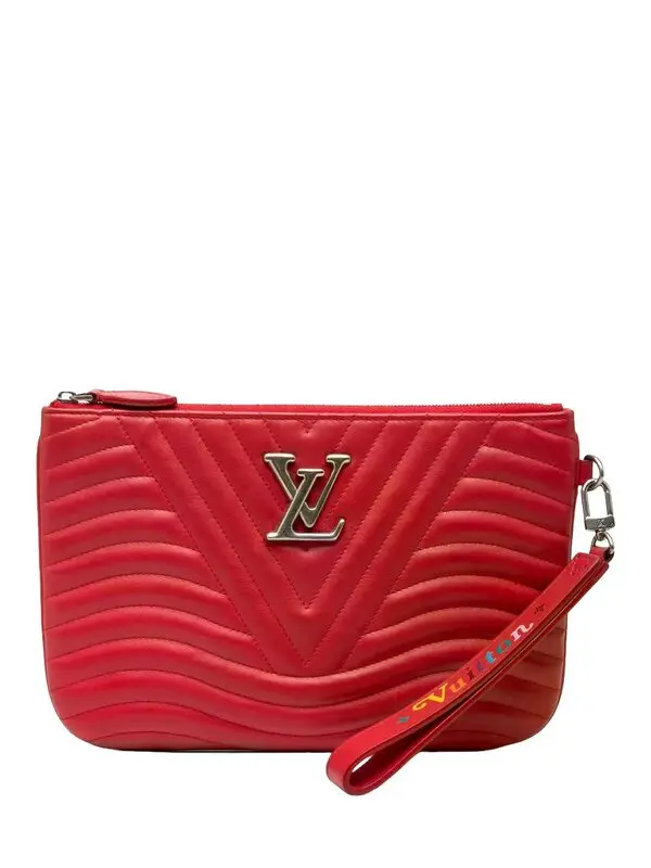 LOUIS VUITTON 2019 Calfskin New Wave Zipped Pochette Clutch Bag - Red