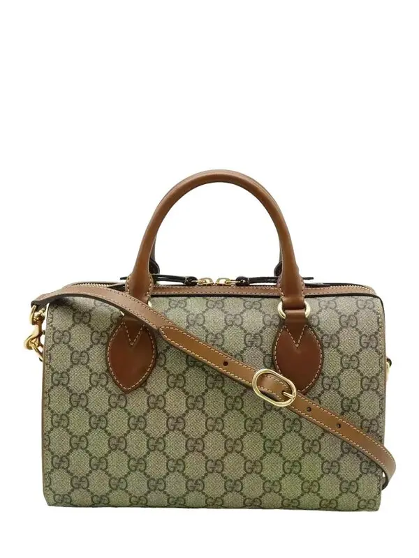 Gucci Small Gg Supreme Boston Bag Satchel - Brown
