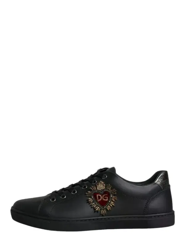 Dolce & Gabbana Sacred Heart Leather Sneakers - Black