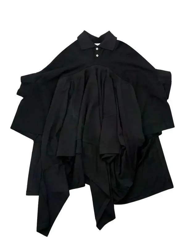 TORISHÉJU Draped Asymmetric Polo Shirt - Black