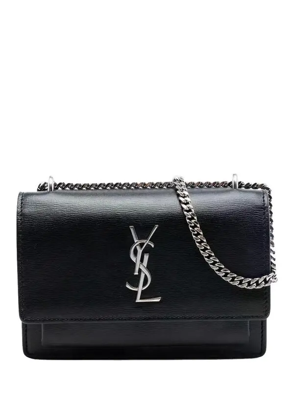 Saint Laurent Mini Calfskin Monogram Sunset Wallet On Chain Crossbody Bag - Black