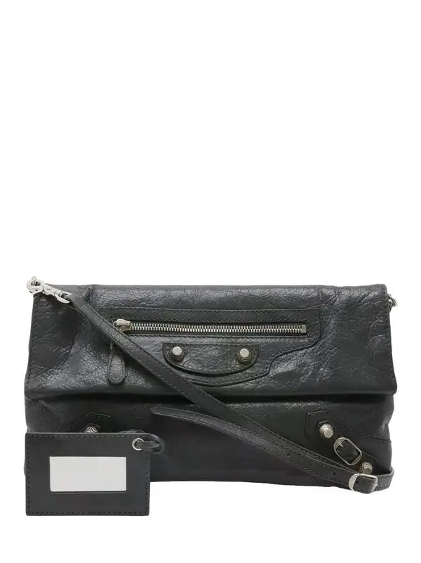 Balenciaga 2015 Lambskin Leather Motocross Giant 12 Envelope Crossbody Bag - Grey