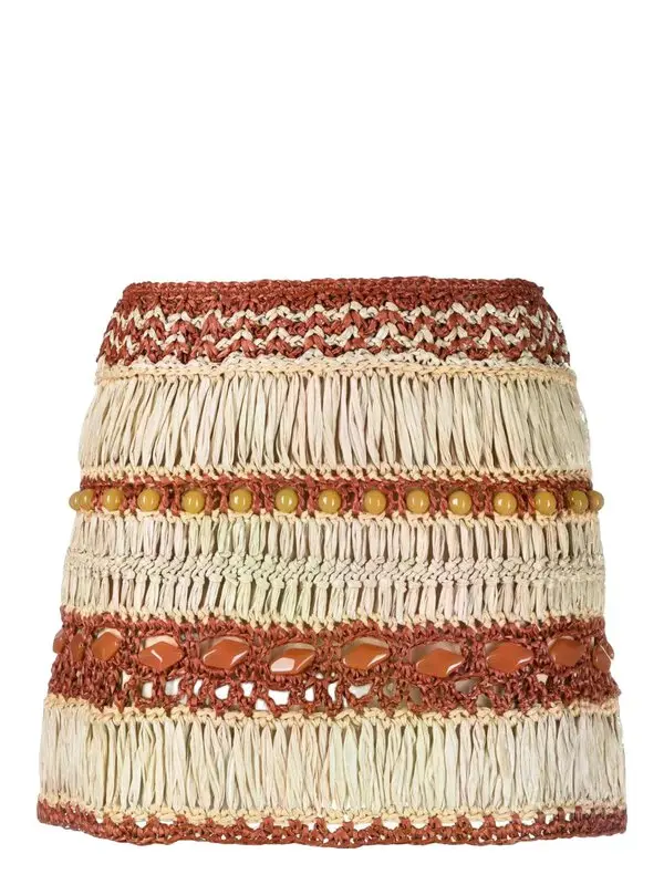 Alberta Ferretti Layered Crochet Mini Skirt - Neutrals