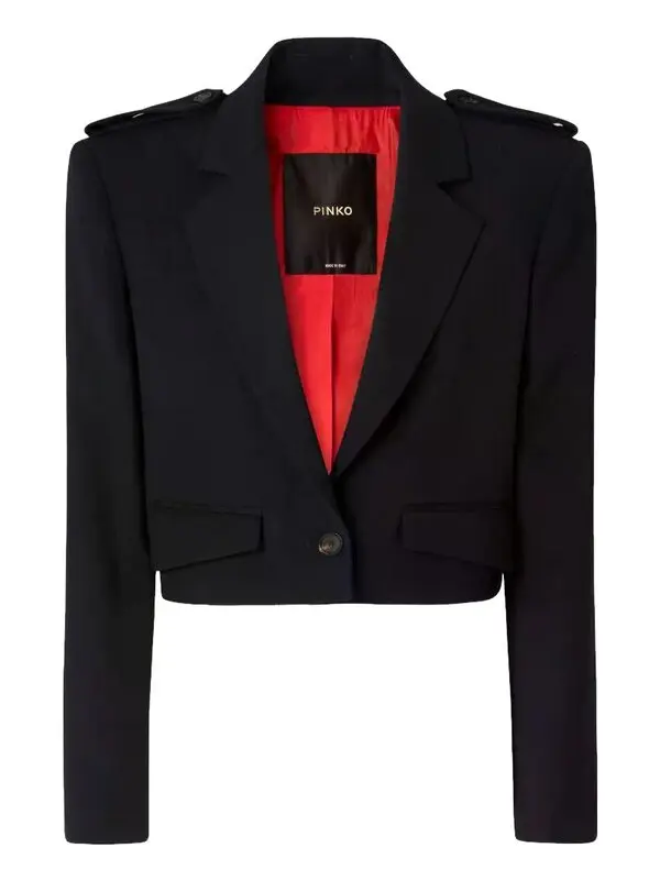Pinko Cropped Jacket With Epaulette Detail - Blue
