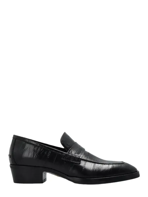 JIMMY CHOO Embossed Leather Loafers - Black