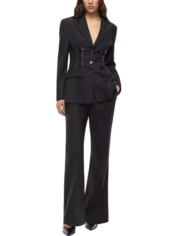 Pinko Lace-up Blazer With Notched Lapel - Black