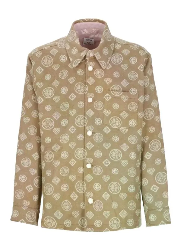 Casablanca Monogram Wool Shirt Jacket - Neutrals